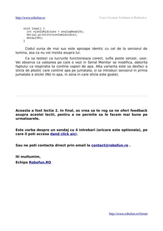 Curs gratuitarduino lectia2-senzorianalogici | PDF