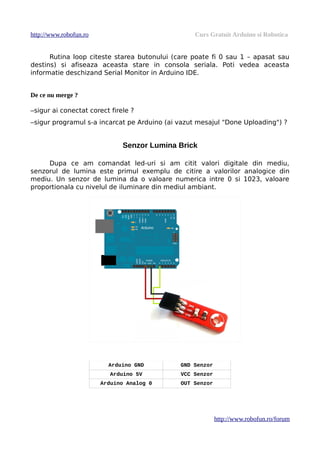 Curs gratuitarduino lectia2-senzorianalogici | PDF