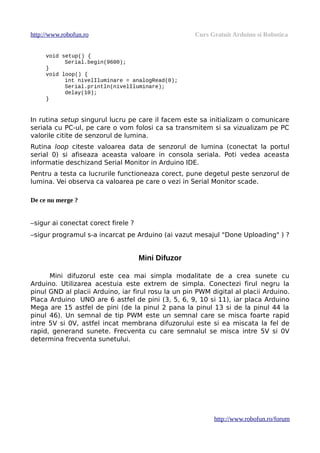 Curs gratuitarduino lectia2-senzorianalogici | PDF