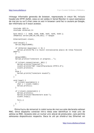 Curs gratuitarduino lectia8-comunicareethernet | PDF