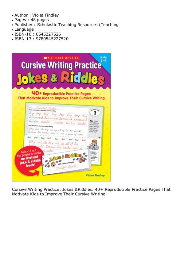 Kids Art Frame Cursive Writing Practice Book - Jokes & Riddles For Kids ...