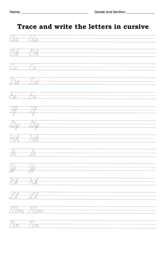 Cursive Letters Worksheet | PDF