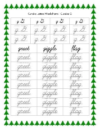 Cursive Letters Worksheets - Cursive G www.elafree.com