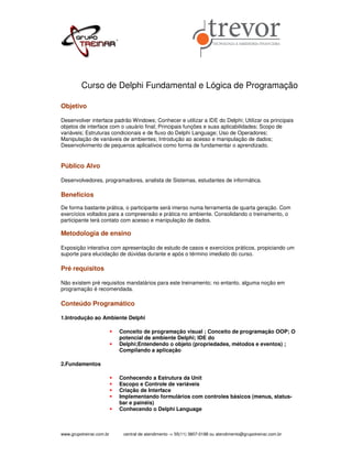 Curso de Delphi Fundamental e Logica de Programacao (SABADOS) | PDF