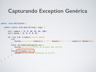 [Curso Java Basico - Exceptions] Aula 48: multiplos catch | PPT ...