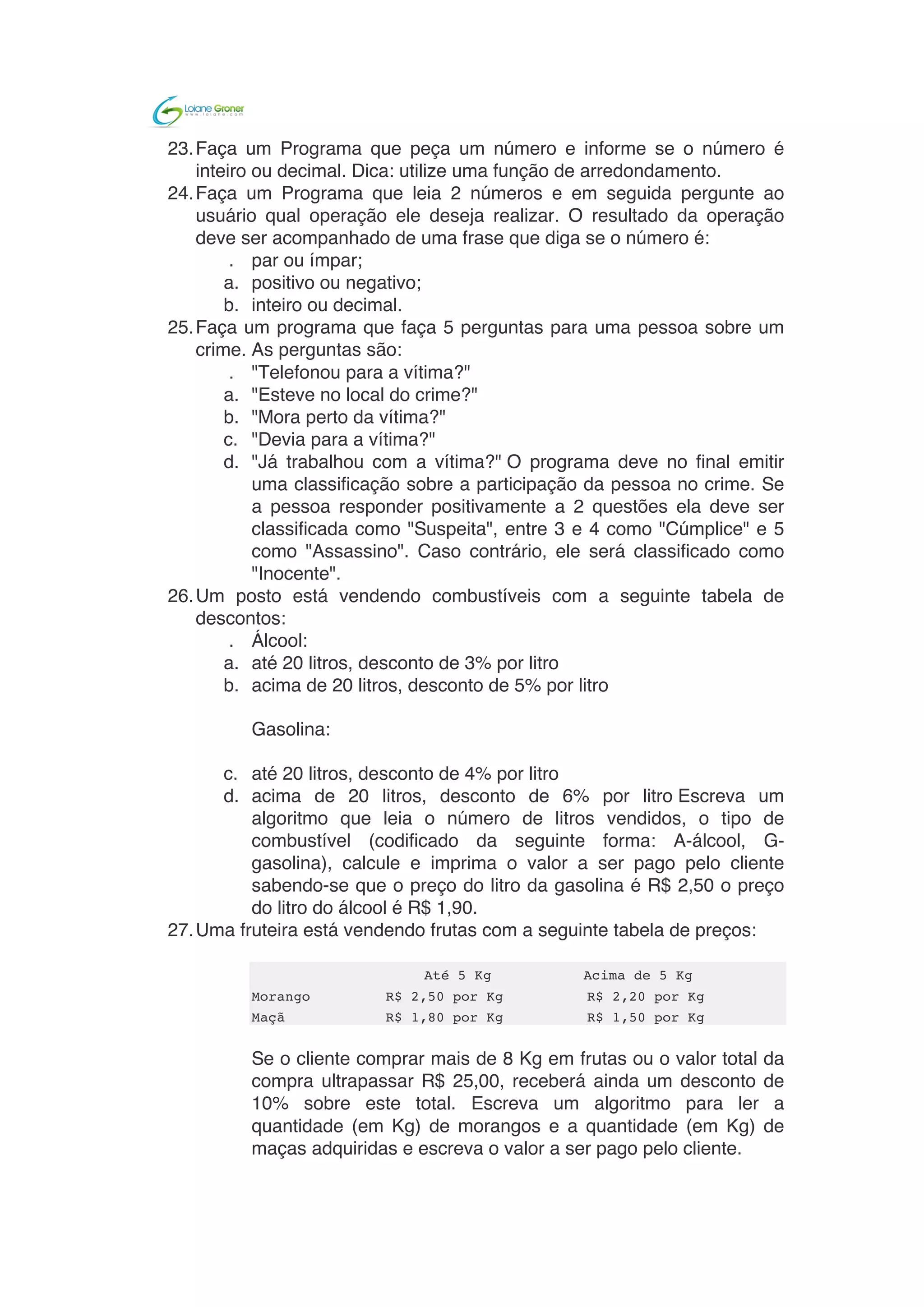 [Curso Java Basico] Exercicios Aulas 14 15 | PDF