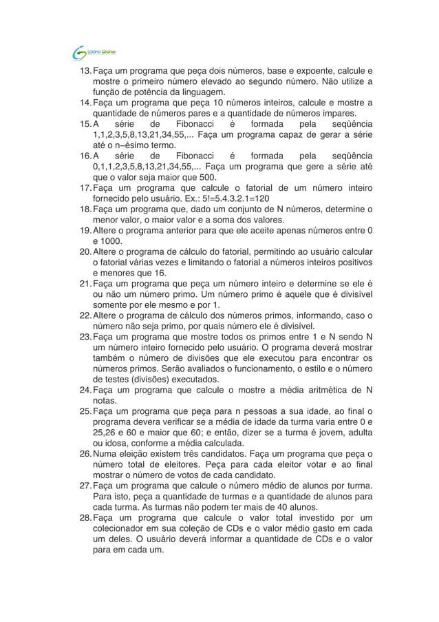 [Curso Java Basico] Exercicios Aulas 16 17 | PDF