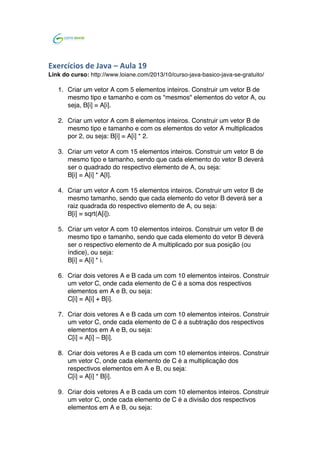 [Curso Java Basico] Exercicios Aula 19 | PDF