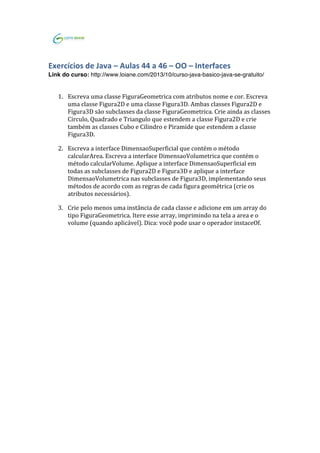 [Curso Java Basico] Exercicios Aulas 44 a 46 | PDF