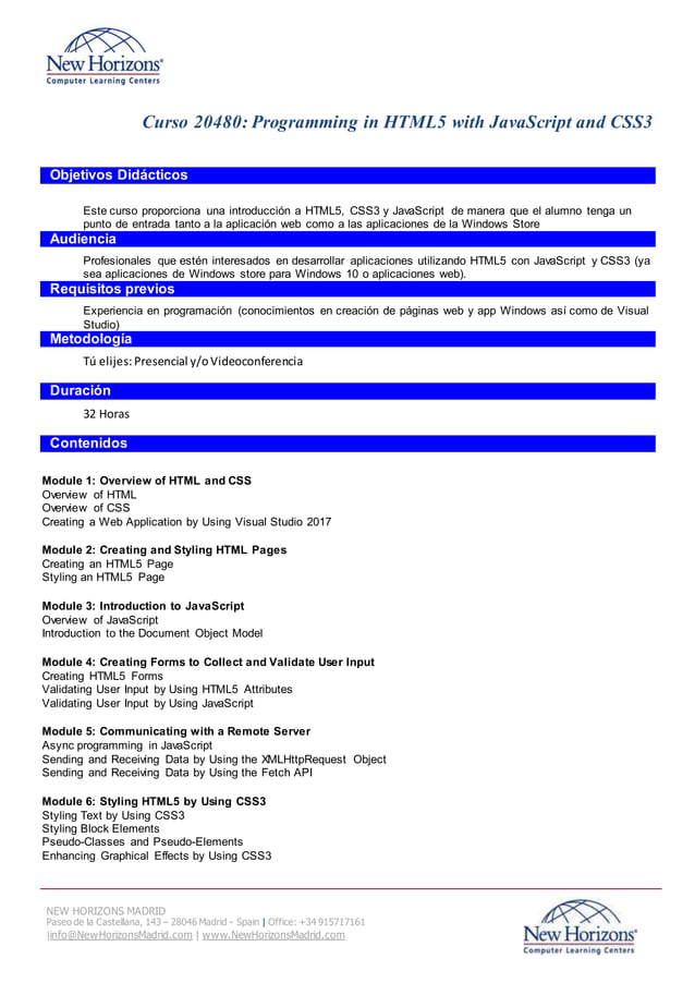 Curso 20480 Programming in HTML 5 with Javascript and CSS3 - NEW ...