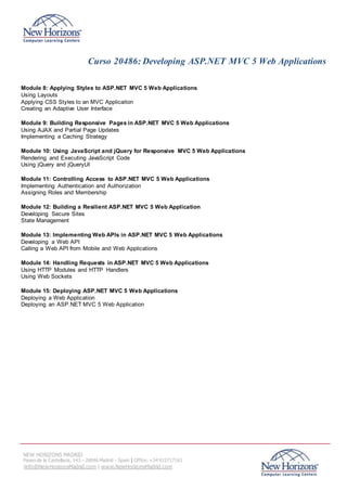 Curso 20486 Developing Asp.net mvc 5 Web Applications - NEW HORIZONS MADRID | DOCX | Web Design ...