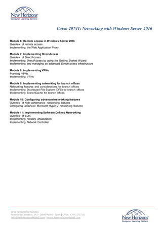 Curso 20741 networking with windows server 2016 - NEW HORIZONS MADRID | DOCX | Computer ...