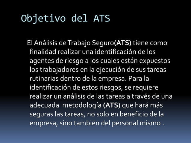 proceso del análisis de trabajo seguro Curso ATS | PPT