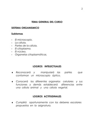 Curso de ciencias naturales grado sexto la celula | DOC