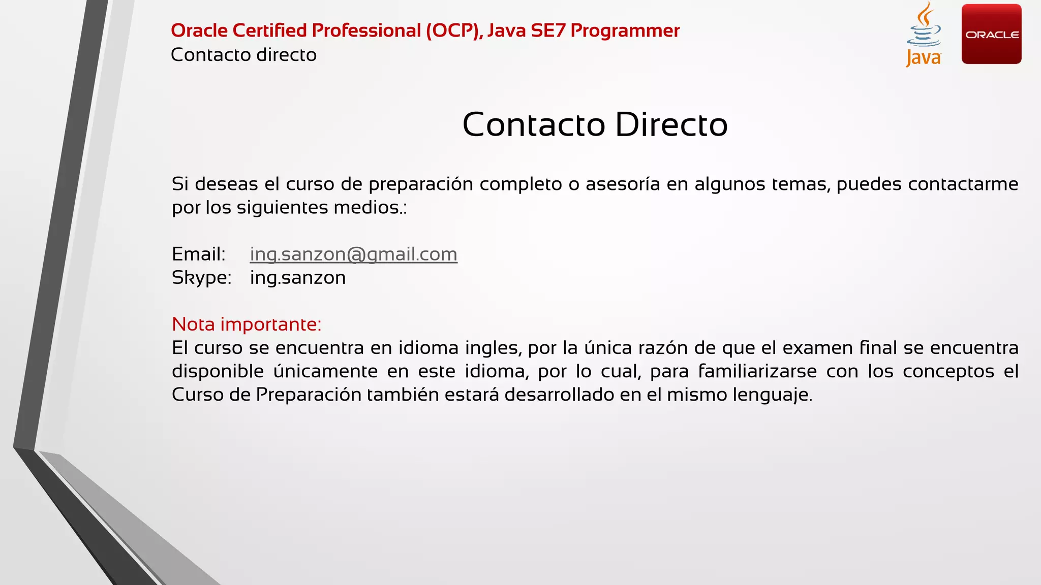 Curso de preparación Oracle Certified Professional (OCP) Java SE7 ...