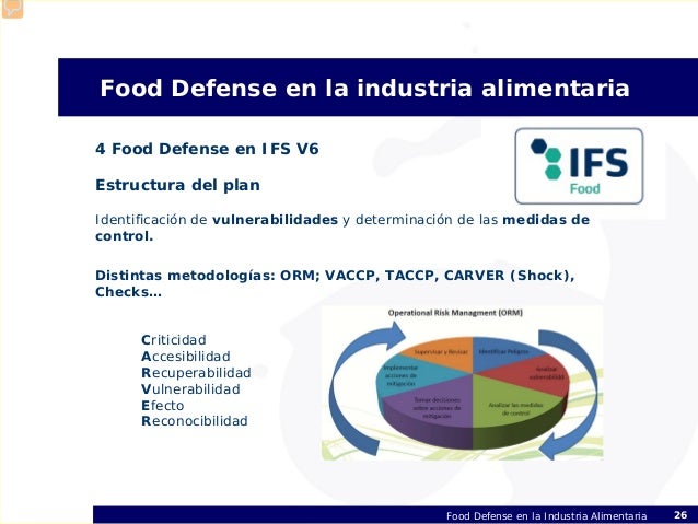 Curso food defense industria alimentaria