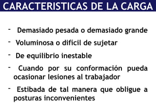 CURSO MANEJO CARGAS DPP. riesgos principalespptx | PPTX