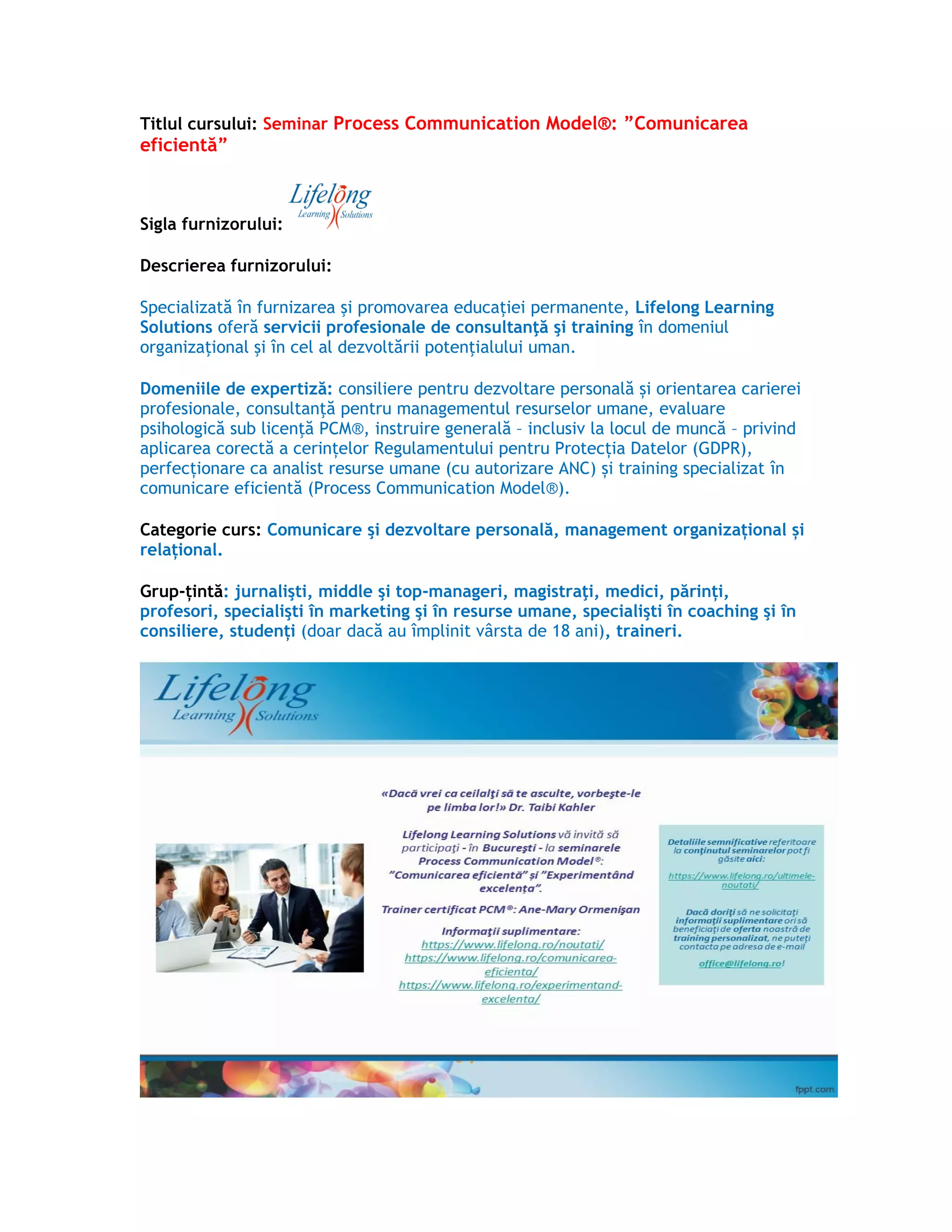 Curs open Process Communication Model: Comunicarea eficientă | PDF