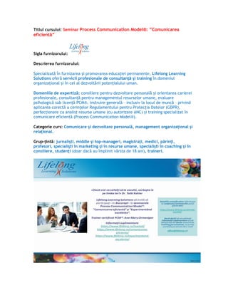 Curs open Process Communication Model: Comunicarea eficientă | PDF