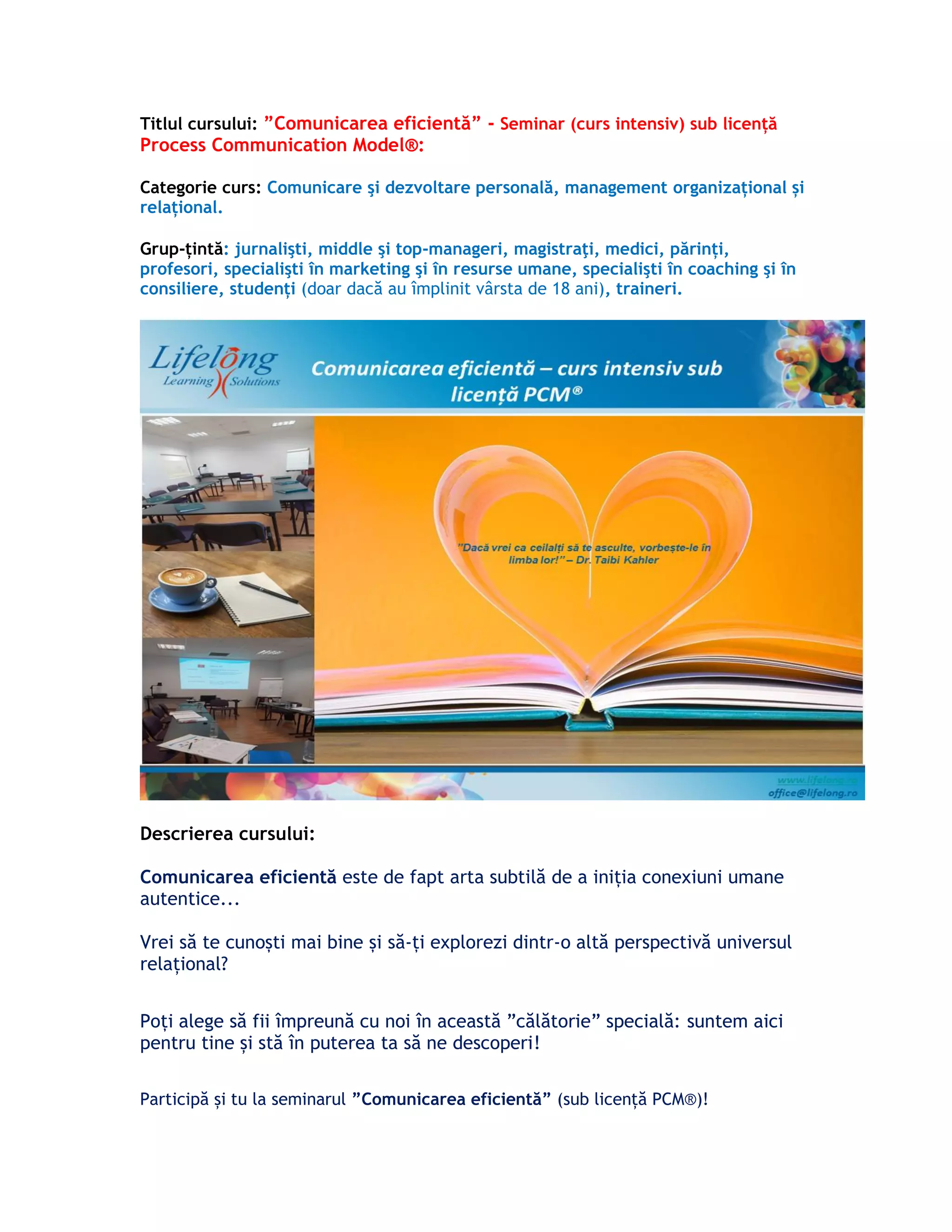 Curs open Process Communication Model: Comunicarea eficientă | PDF