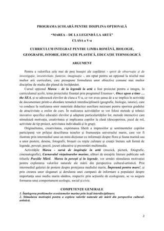 Curs optional marea de la legenda la arta | PDF