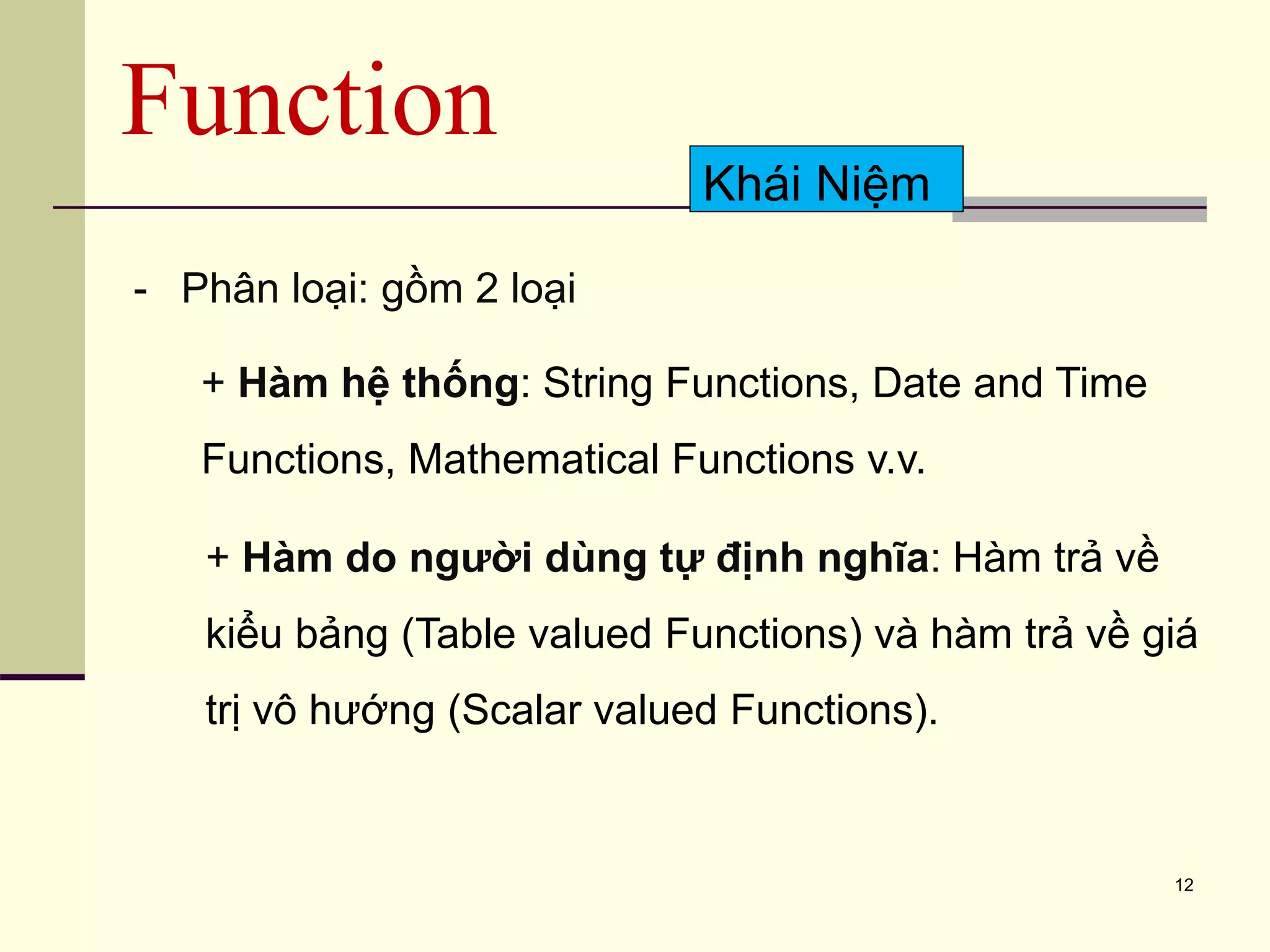 Cursor & Function trong SQL Server | PPTX