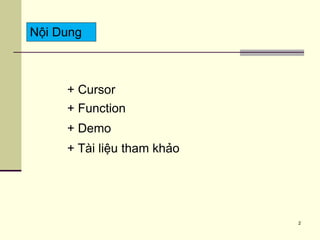Cursor & Function trong SQL Server | PPTX