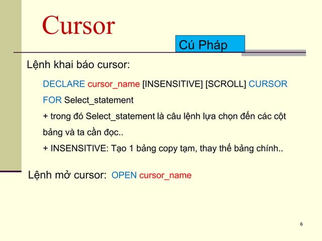 Cursor & Function trong SQL Server | PPTX