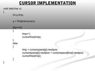 Cursor implementation | PPT | Programming Languages | Computing