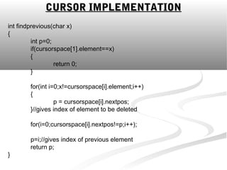 Cursor implementation | PPT | Programming Languages | Computing