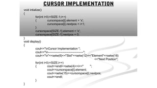 Cursor implementation in Linked List | PPTX