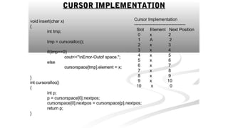 Cursor implementation in Linked List | PPTX