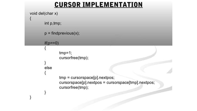 Cursor implementation in Linked List | PPT