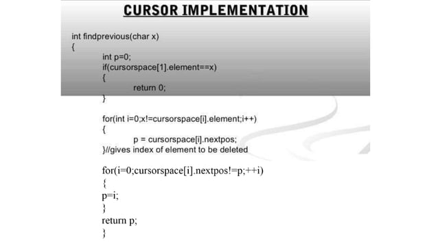 Cursor implementation in Linked List | PPTX Cursor implementation in Linked List | PPTX