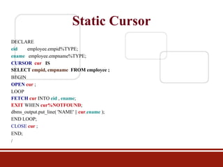 PLSQL Cursors | PPT