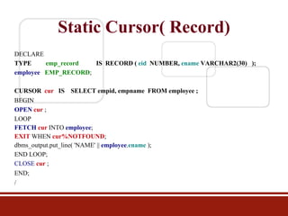 PLSQL Cursors | PPT