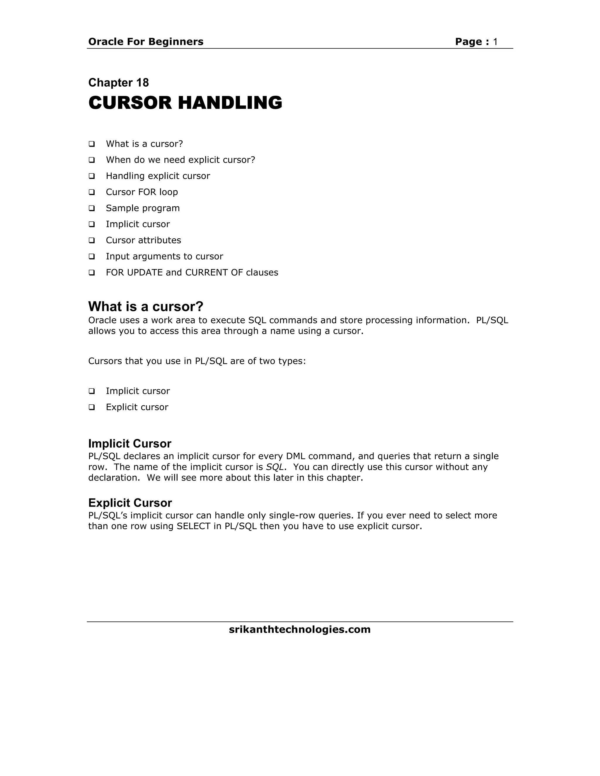 Cursors | PDF