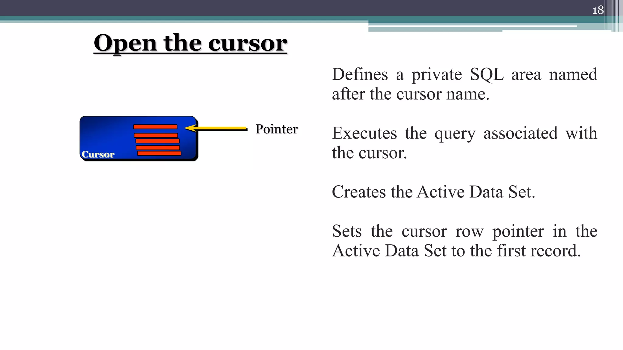 Cursors | PPTX | Databases | Computer Software and Applications