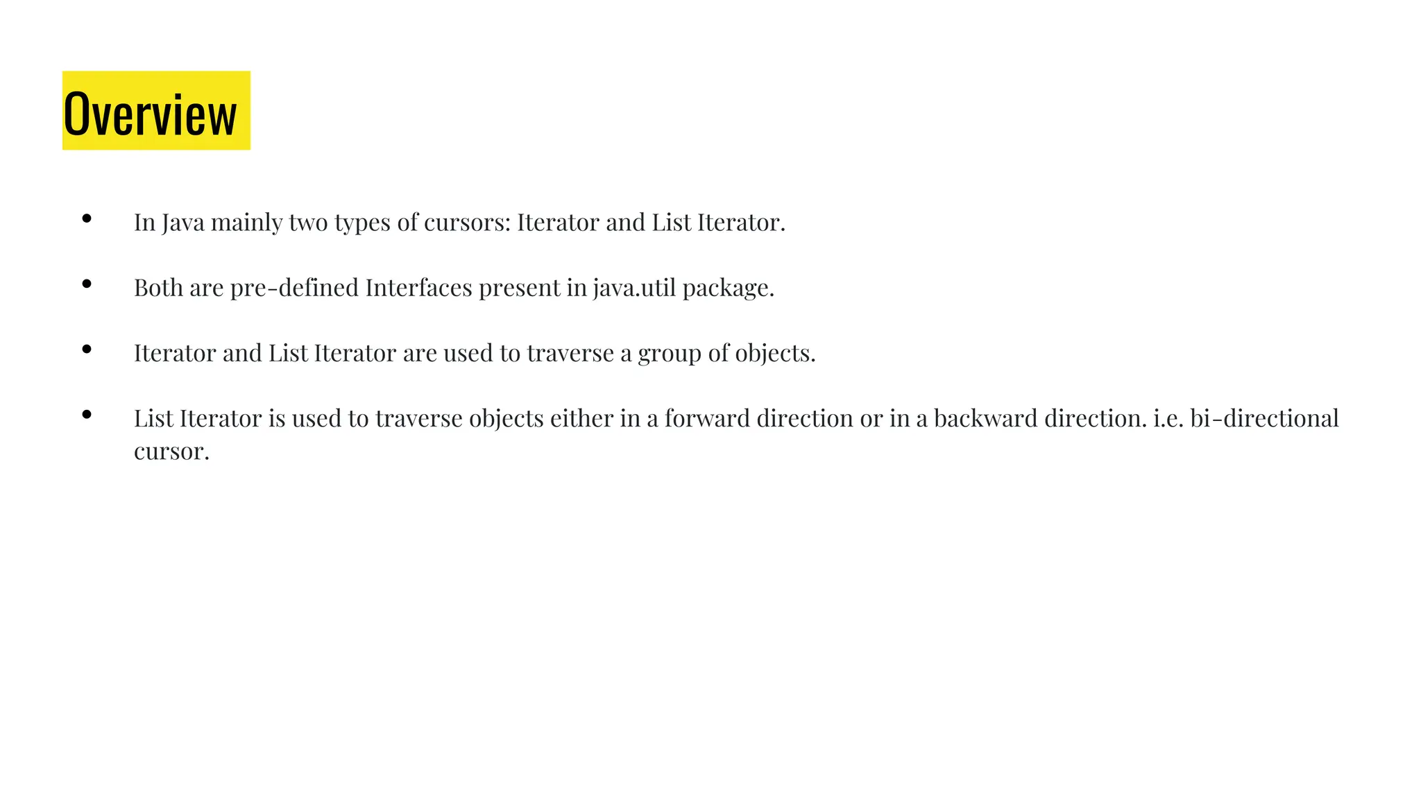 Cursors in java collection - quipoin.pptx