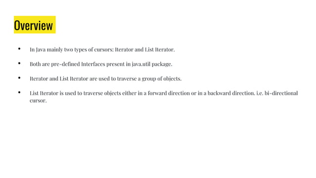 Cursors in java collection - quipoin.pptx
