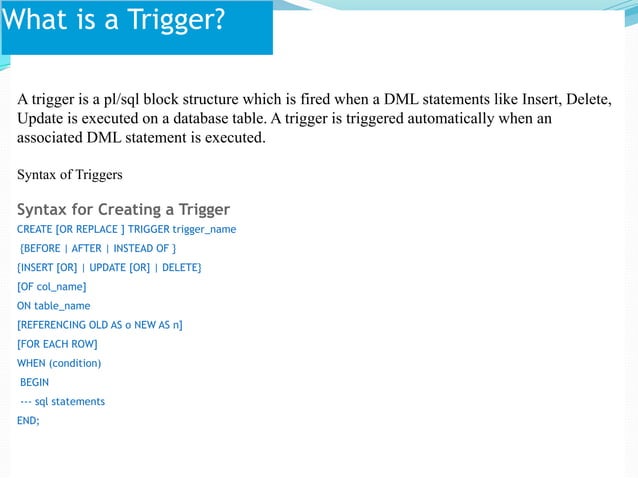 Cursors, triggers, procedures | PPTX