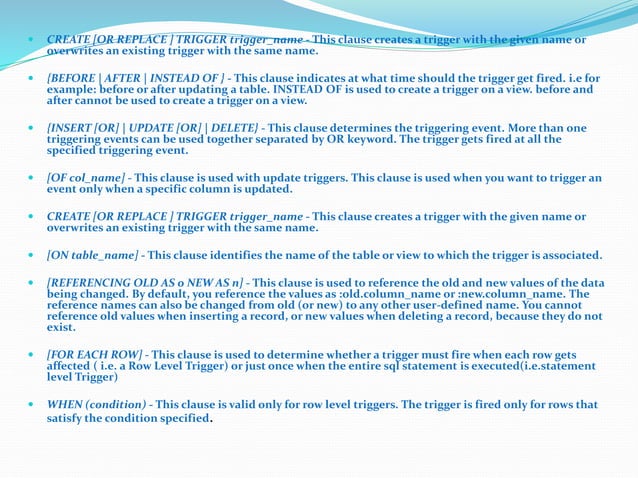 Cursors, triggers, procedures | PPTX