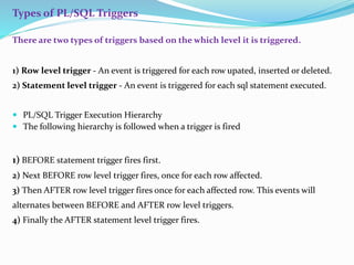 Cursors, triggers, procedures | PPTX