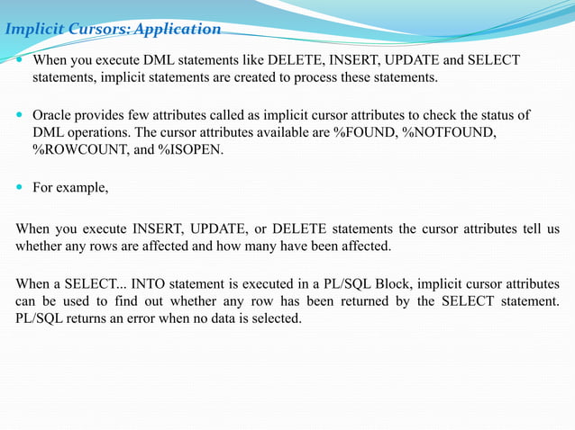 Cursors, triggers, procedures | PPTX