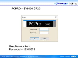 BASICO SV9100 TREINAMENTO TECNICO PARA PABX NEC | PPT