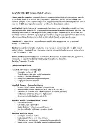 curso taller sig , introduccion a los sistemas de información ...