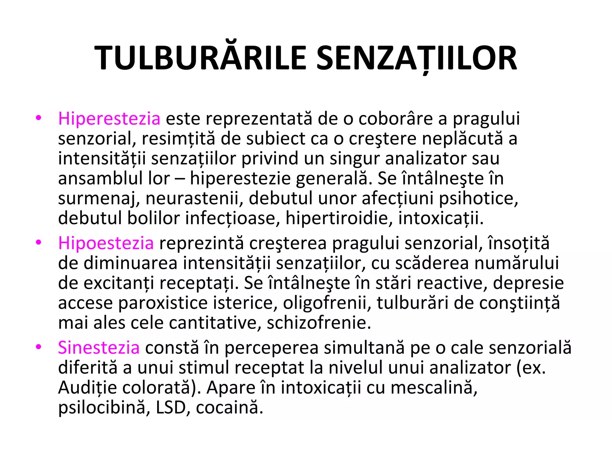 Curs tulburari de perceptie | PPT