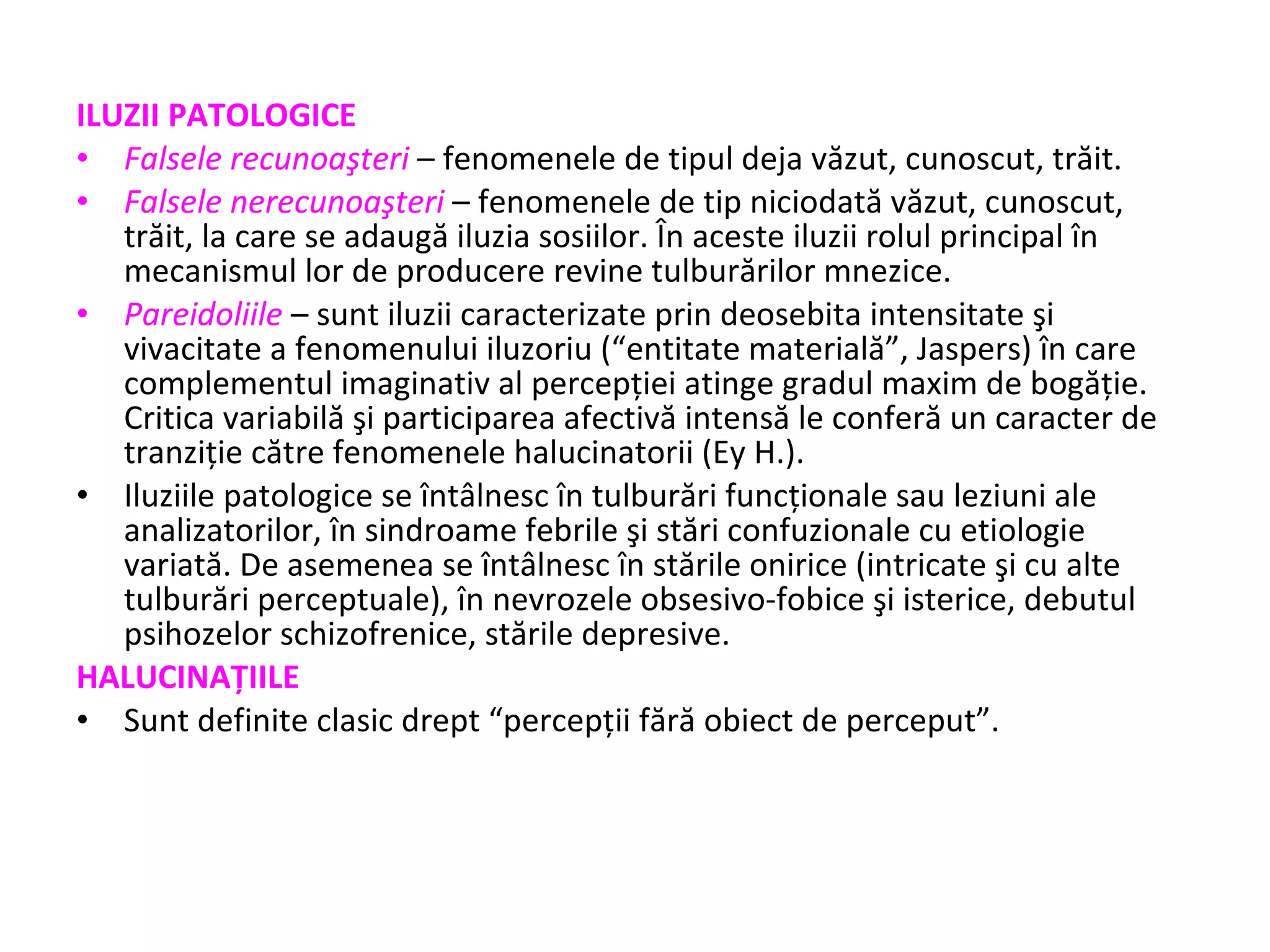 Curs tulburari de perceptie | PPT