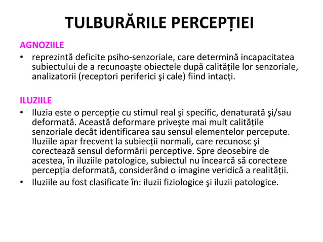 Curs tulburari de perceptie | PPT