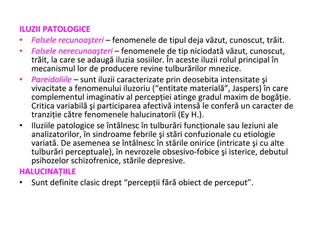 Curs tulburari de perceptie | PPT